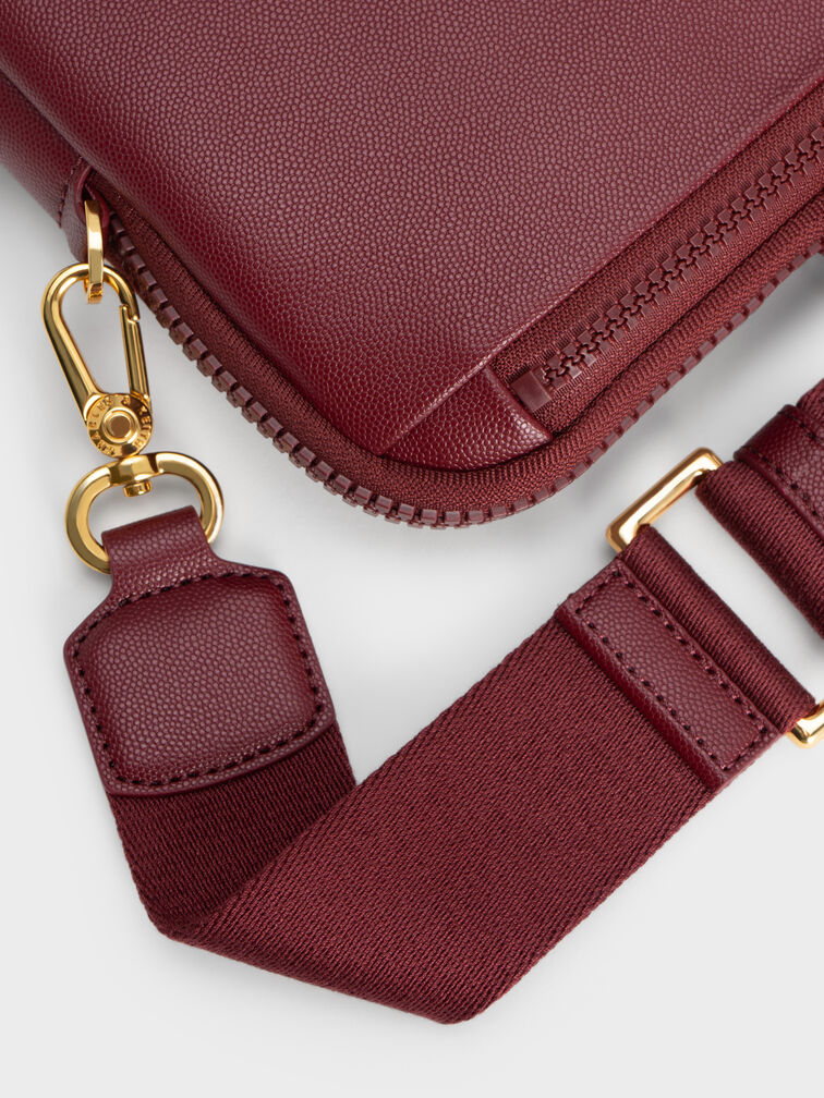 Burgundy Textured Laptop Bag - CHARLES & KEITH IN