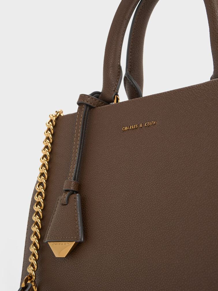 Dark Brown Mirabelle Structured Top Handle Bag - CHARLES & KEITH IN