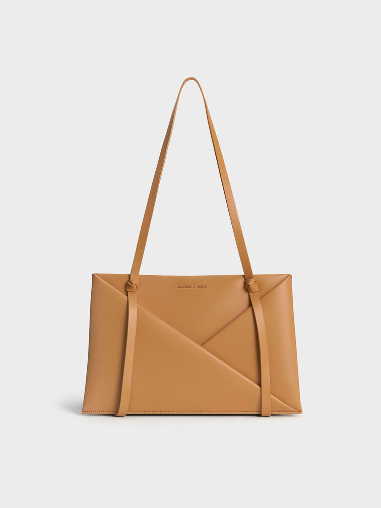 Camel Midori Geometric Tote Bag - CHARLES & KEITH IN