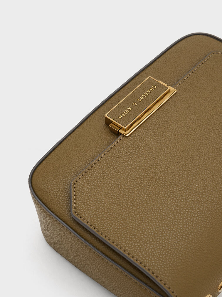 Khaki Mini Sue Chain-Strap Shoulder Bag - CHARLES & KEITH IN