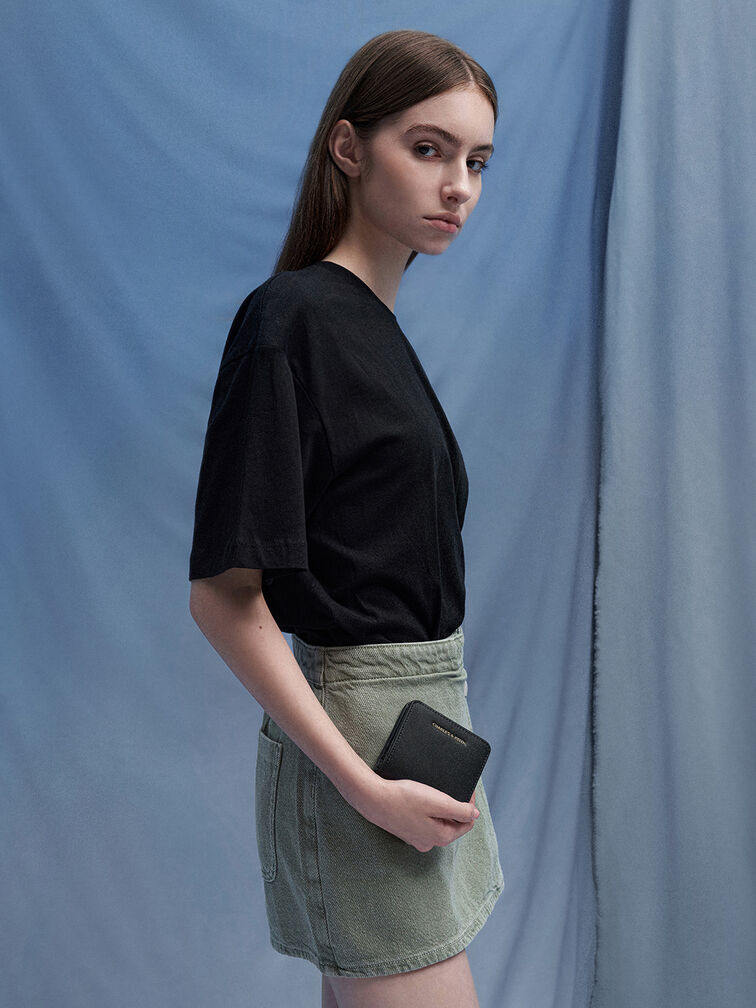 Black Keely Top Zip Small Wallet - CHARLES & KEITH IN