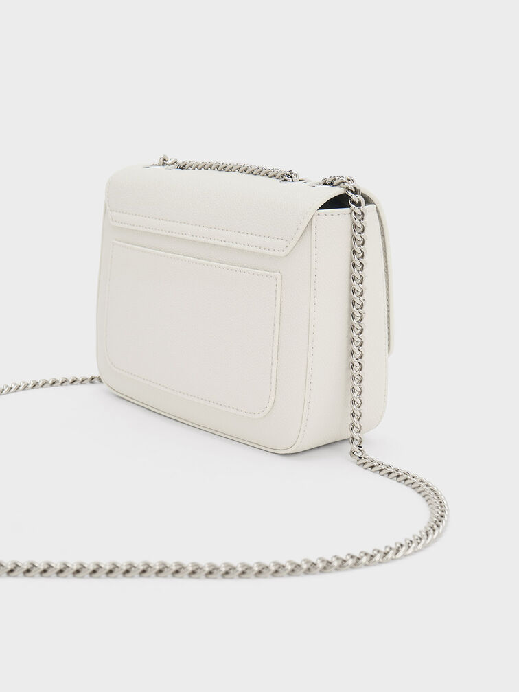 White Mini Sue Chain-Strap Shoulder Bag - CHARLES & KEITH IN