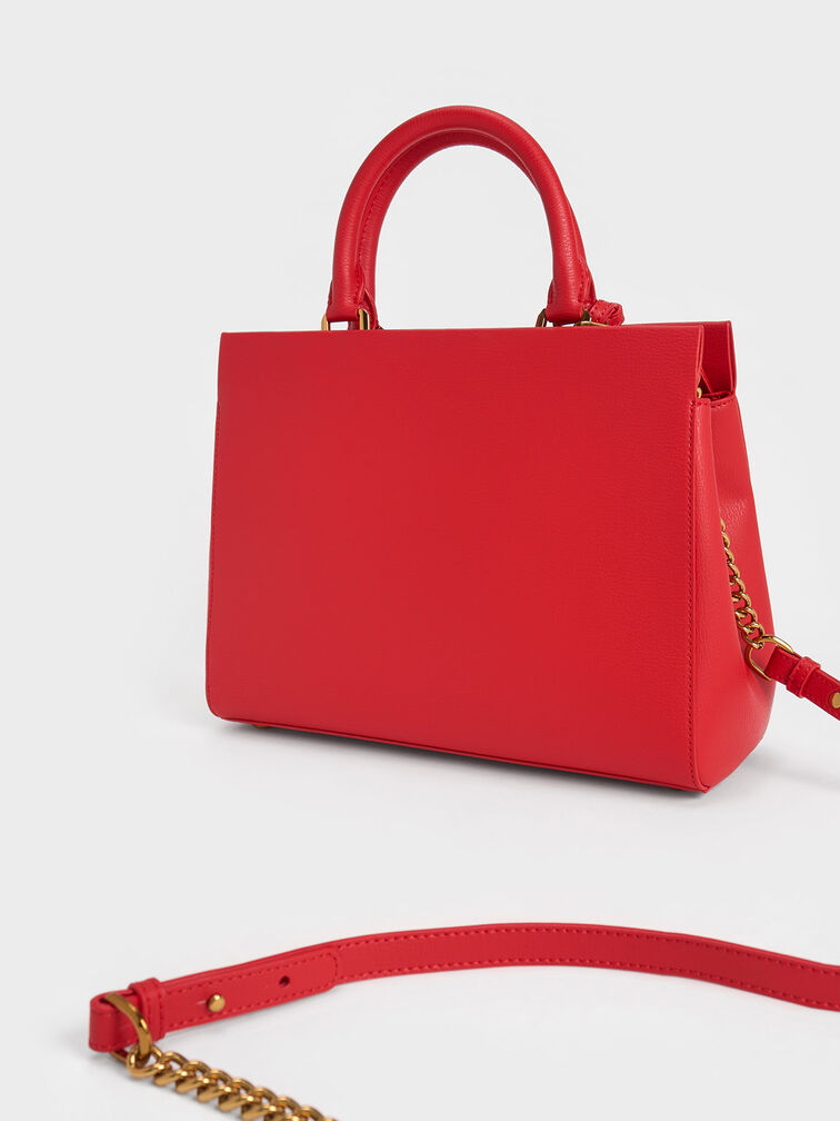 Red Classic Structured Handbag - CHARLES & KEITH IN