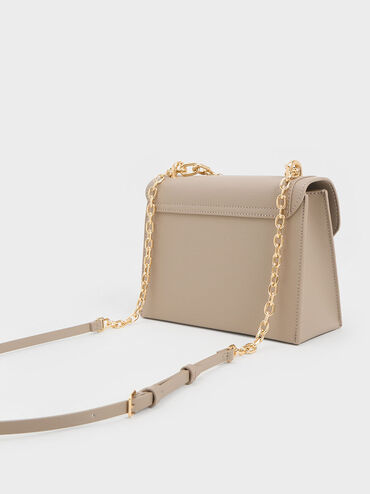 Taupe Brennan Chain Handle Crossbody Bag - CHARLES & KEITH IN