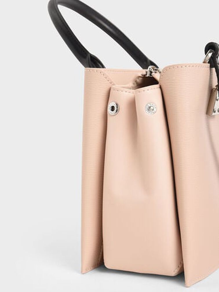 Pink Double Top Handle Structured Bag - CHARLES & KEITH IN