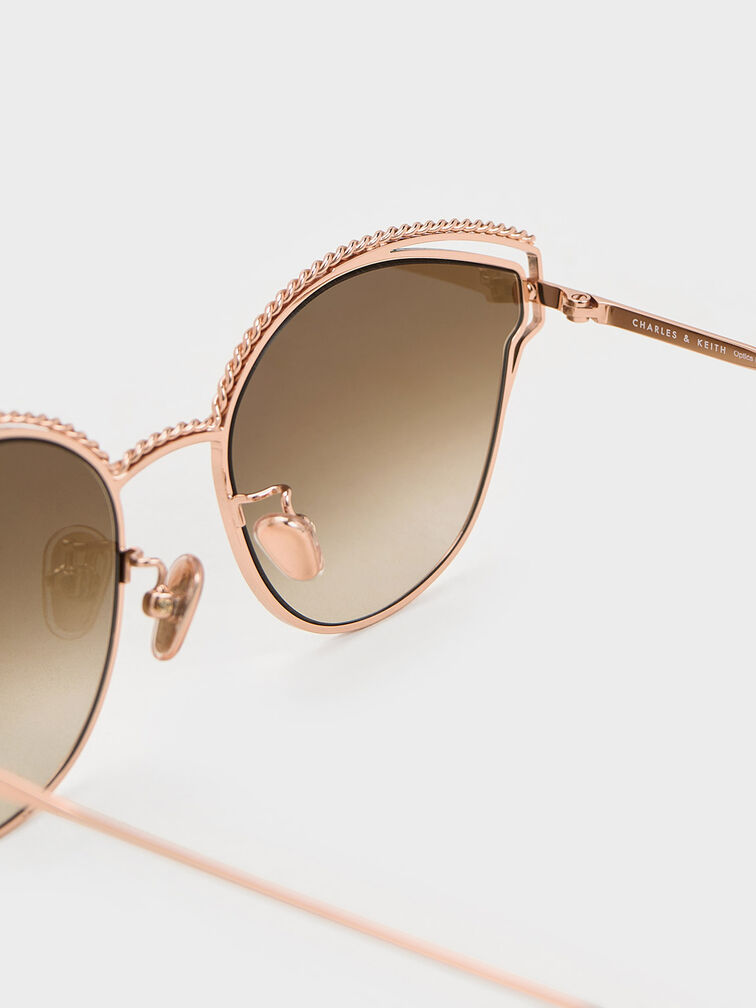 Rose Gold Braided Wire-Frame Cateye Sunglasses - CHARLES & KEITH IN