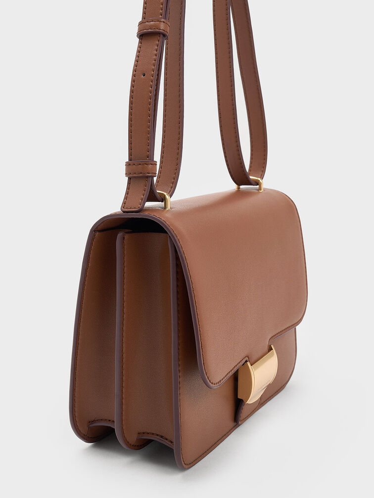 Chocolate Violetta Boxy Bag - CHARLES & KEITH IN