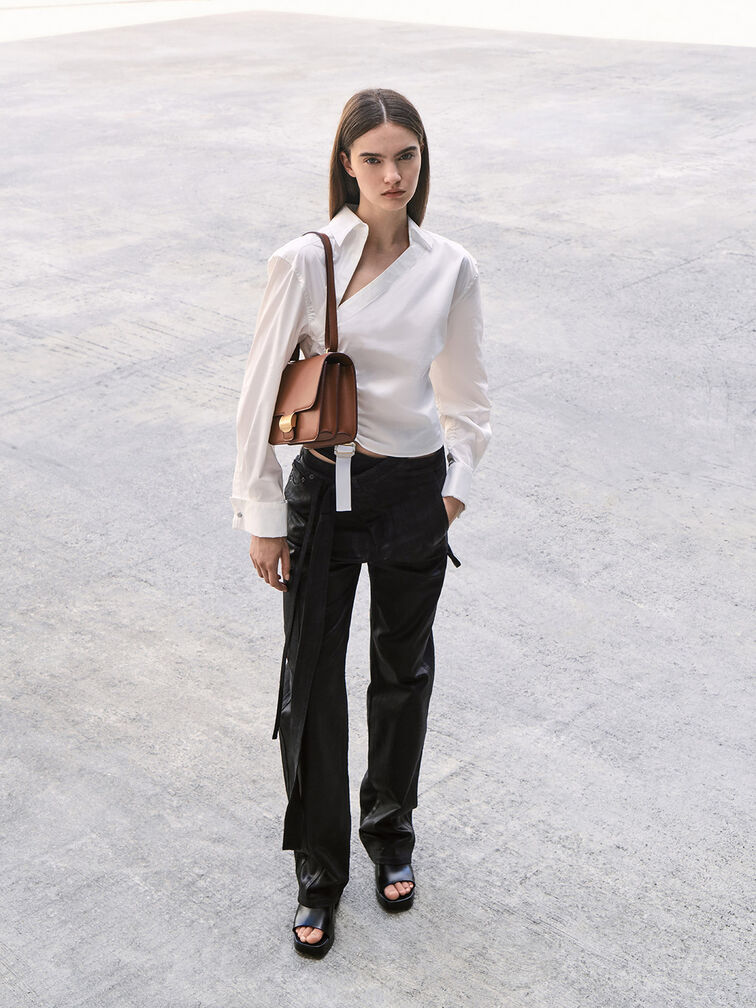 Chocolate Violetta Boxy Bag - CHARLES & KEITH IN