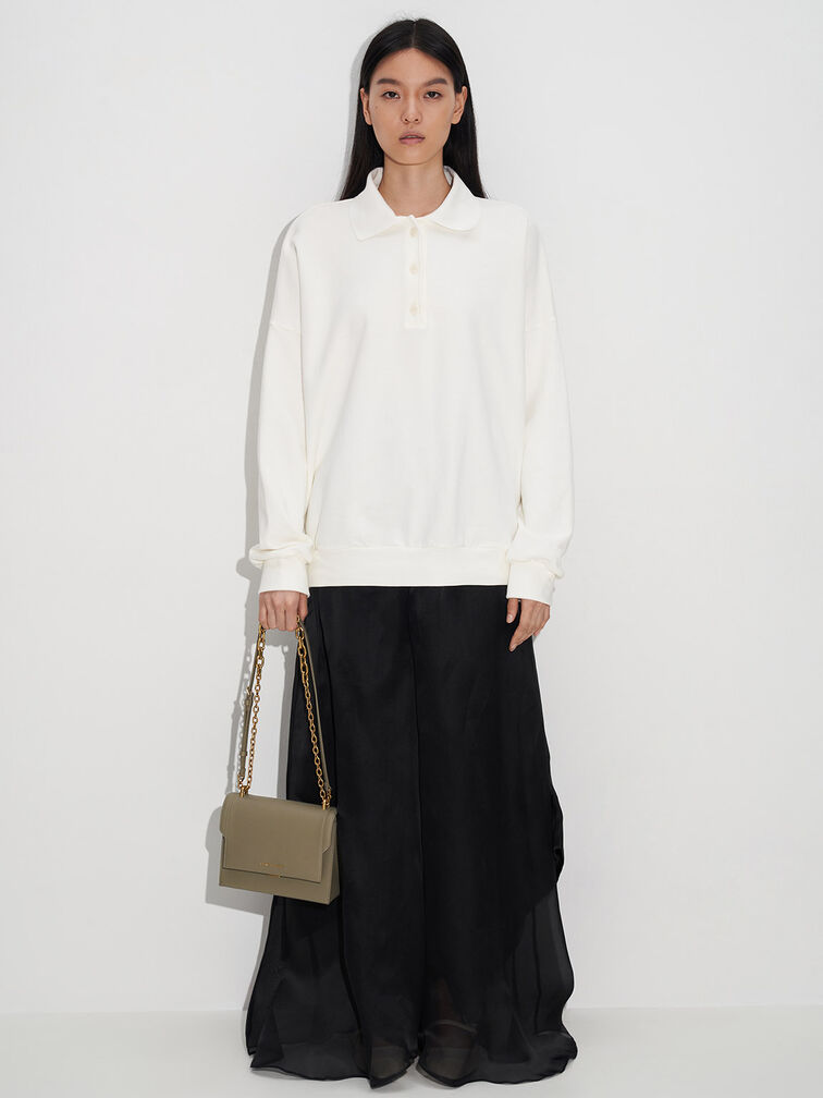 Khaki Brennan Chain Handle Crossbody Bag - CHARLES & KEITH IN