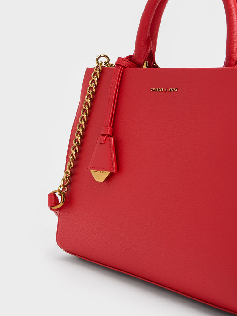 Red Classic Structured Handbag - CHARLES & KEITH IN