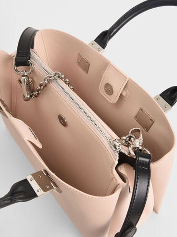 Pink Cameron Double Top Handle Bag - CHARLES & KEITH IN