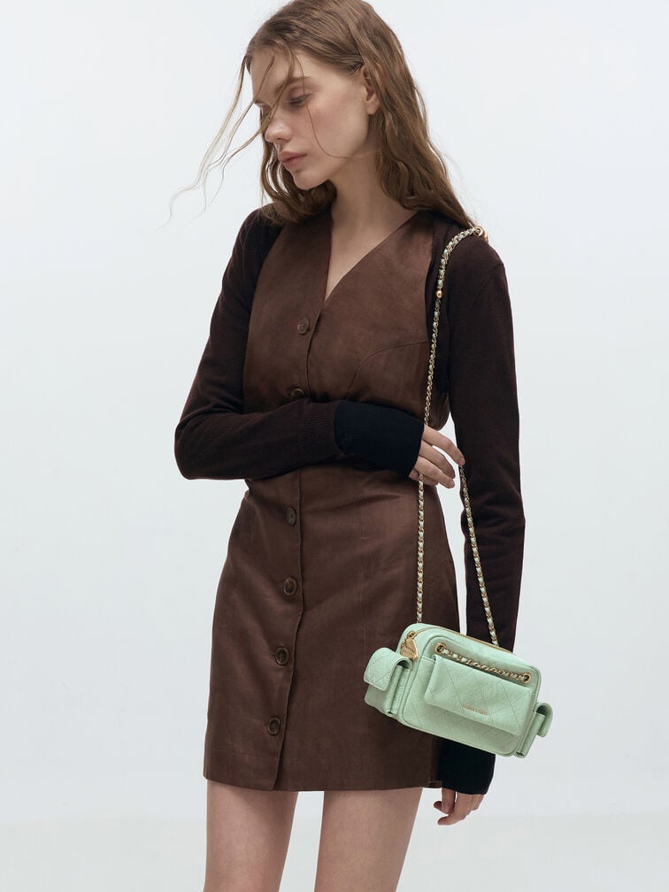 Mint Green Duo Quilted Crossbody Bag - Mint Green - CHARLES & KEITH IN