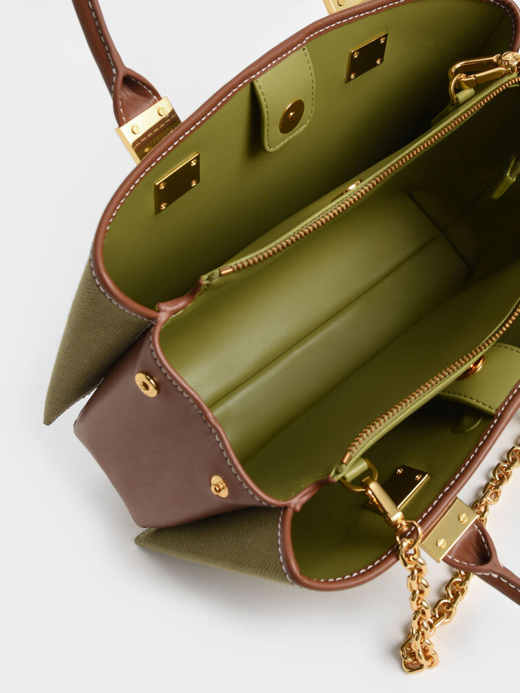 Avocado Large Double Handle Canvas Handbag - CHARLES & KEITH IN