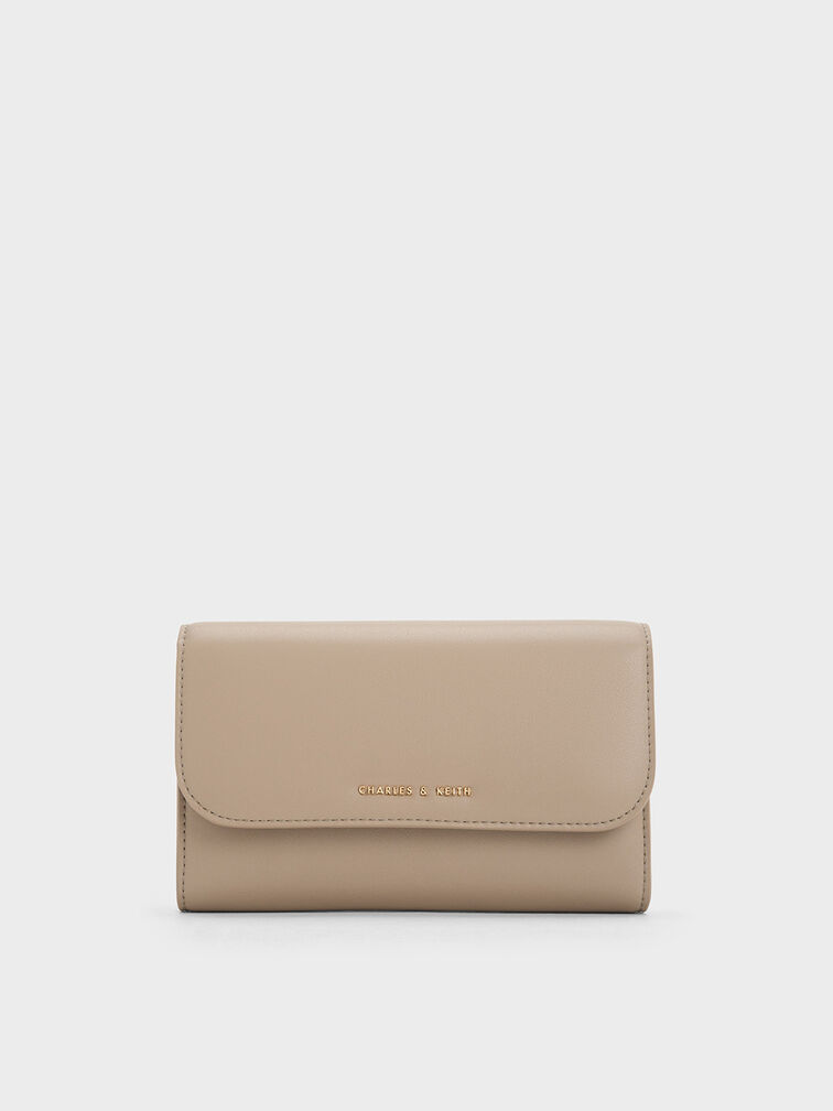 Taupe Octavia Front Flap Long Wallet - CHARLES & KEITH IN