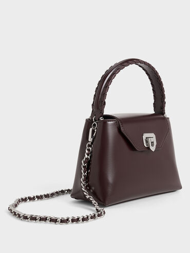 Plum Arwen Braided-Strap Top Handle Bag - CHARLES & KEITH IN
