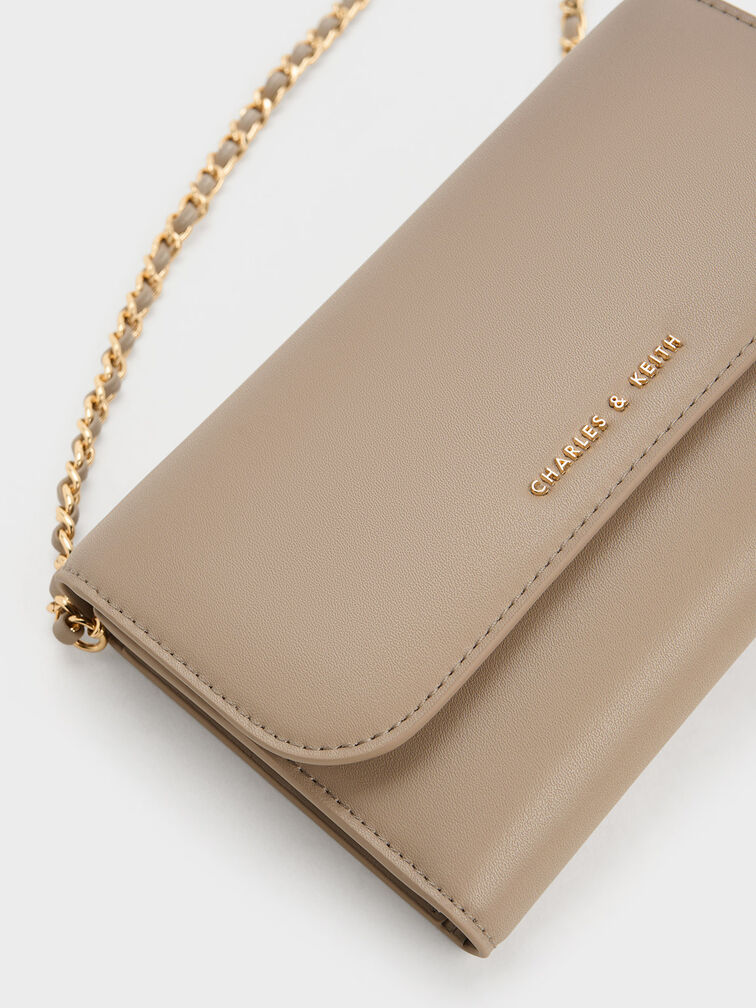 Taupe Octavia Front Flap Long Wallet - CHARLES & KEITH IN