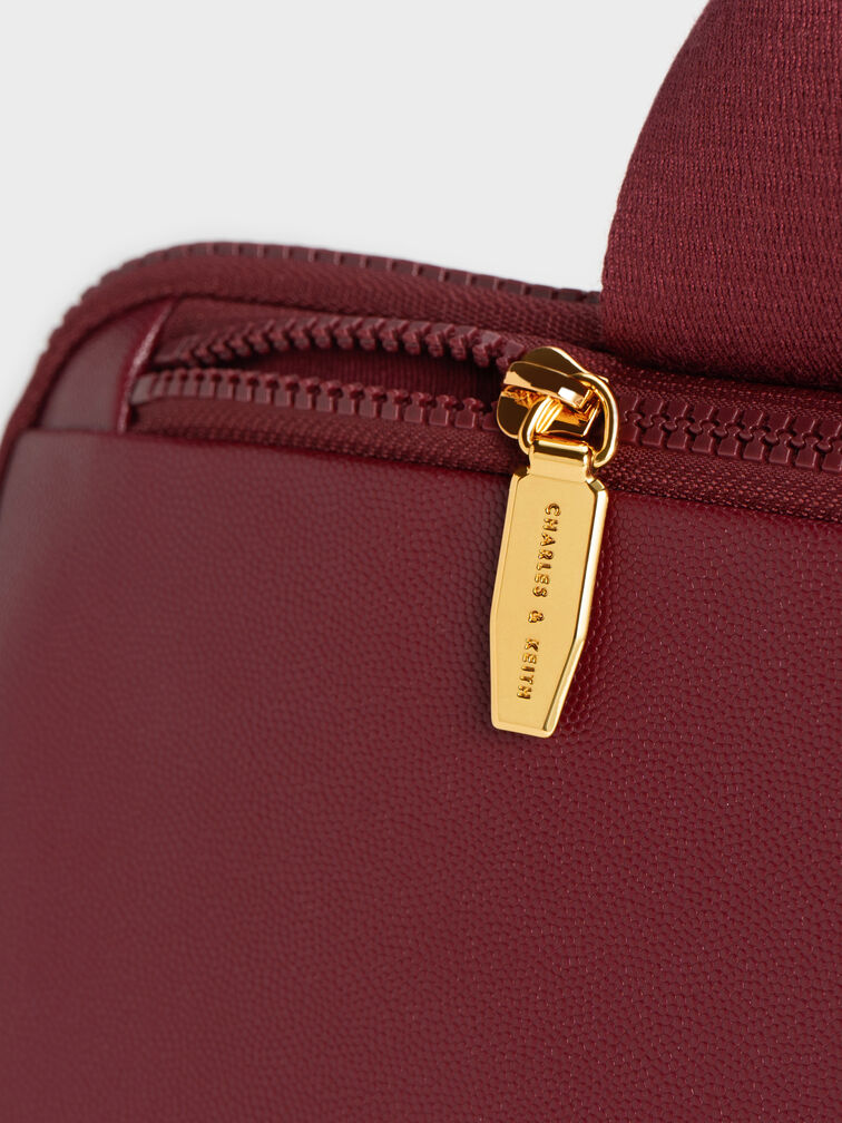 Burgundy Textured Laptop Bag - CHARLES & KEITH IN