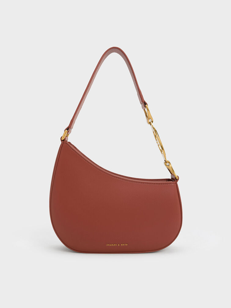 Mocha Asymmetrical Shoulder Bag - CHARLES & KEITH IN