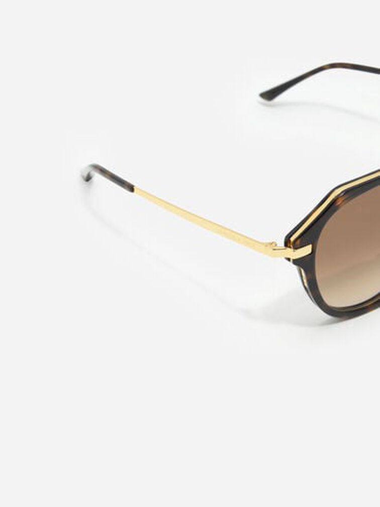 Tortoiseshell Solana Angular Oval Sunglasses - CHARLES & KEITH IN