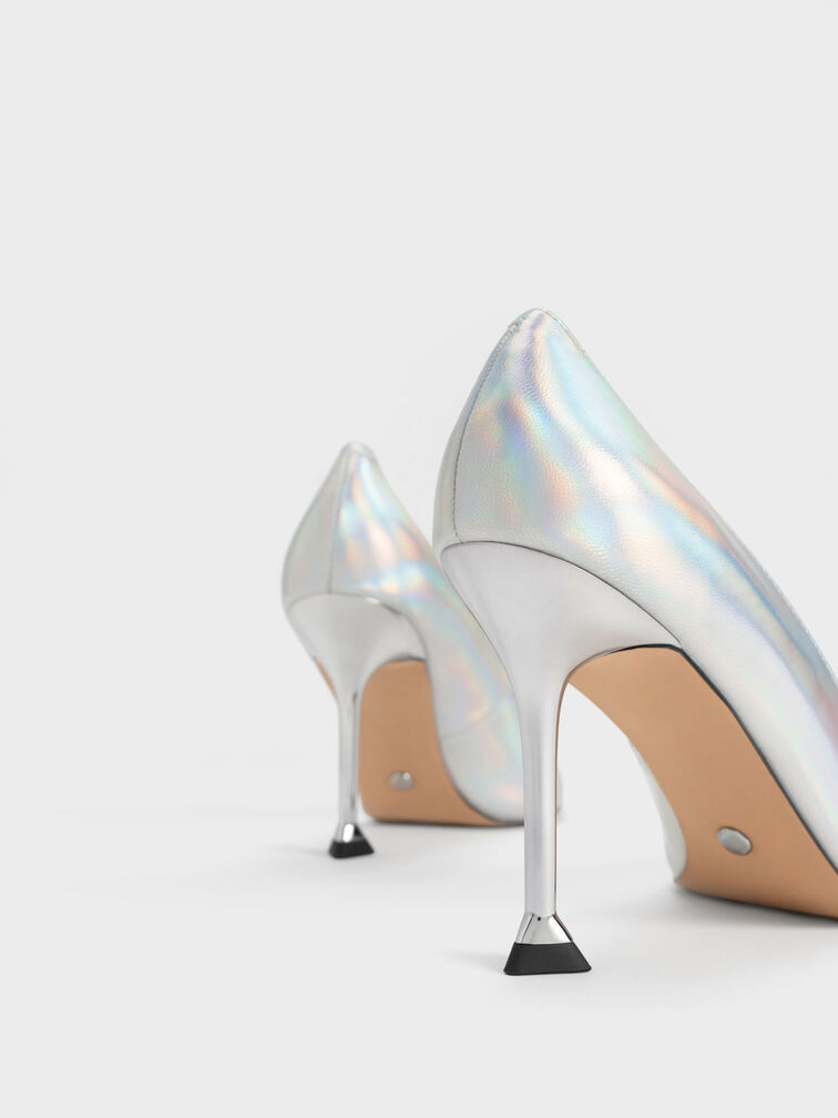 Multicoloured Holographic Leather Gem-Embellished Pumps - CHARLES ...