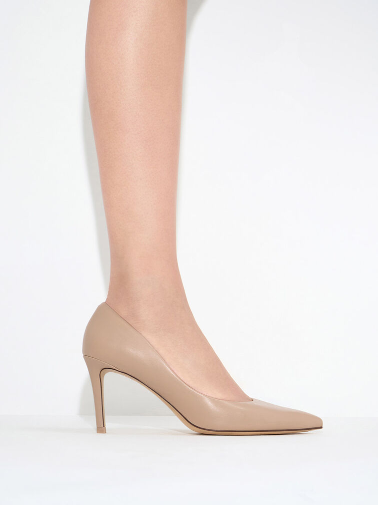 Nude Emmy Pointed-Toe Stiletto Pumps - CHARLES & KEITH IN