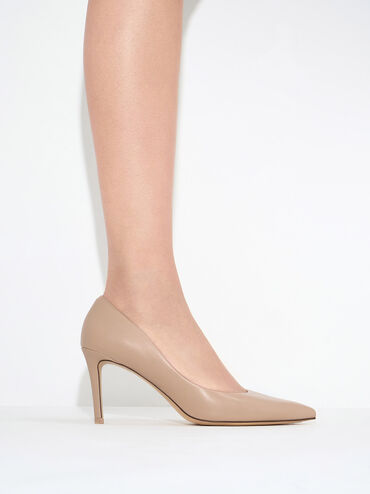 Nude Emmy Pointed-Toe Stiletto Pumps - CHARLES & KEITH IN