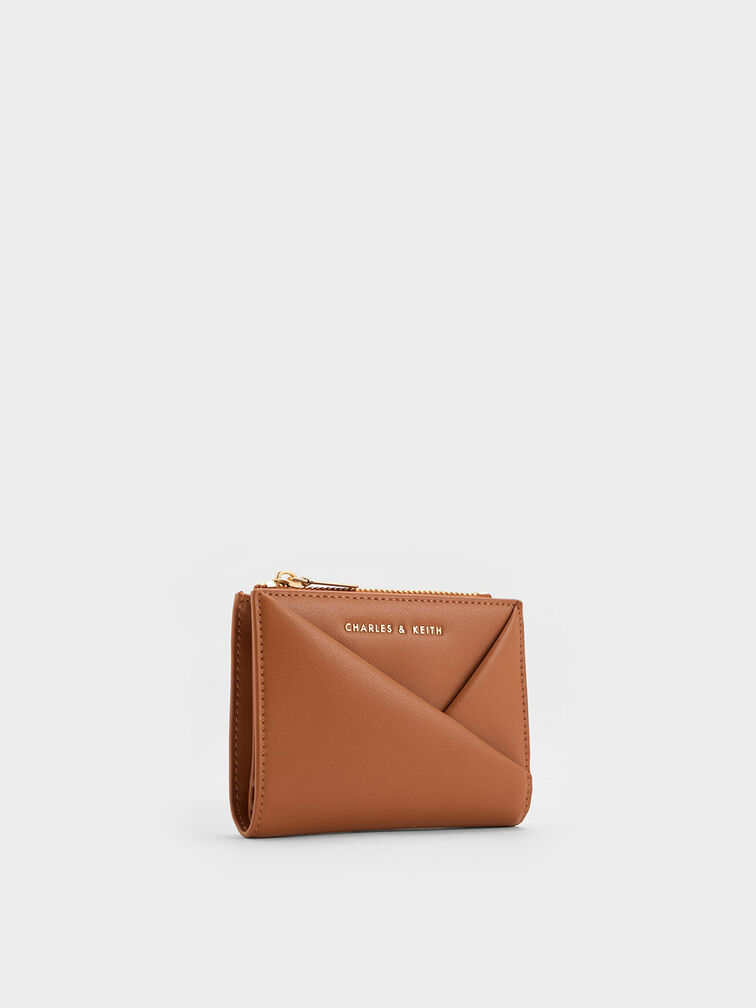 Tan Midori Geometric Top-Zip Wallet - CHARLES & KEITH IN