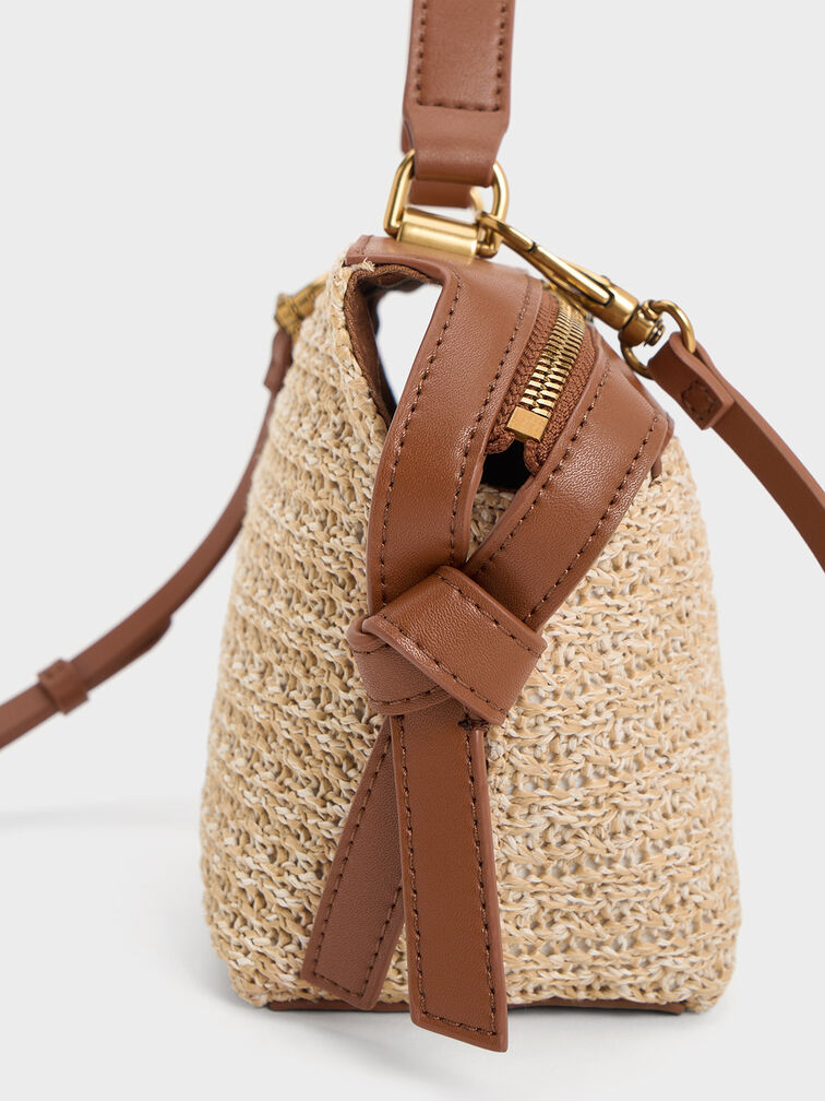 Multicoloured Aurelie Raffia Knotted Top Handle Bag - CHARLES & KEITH IN