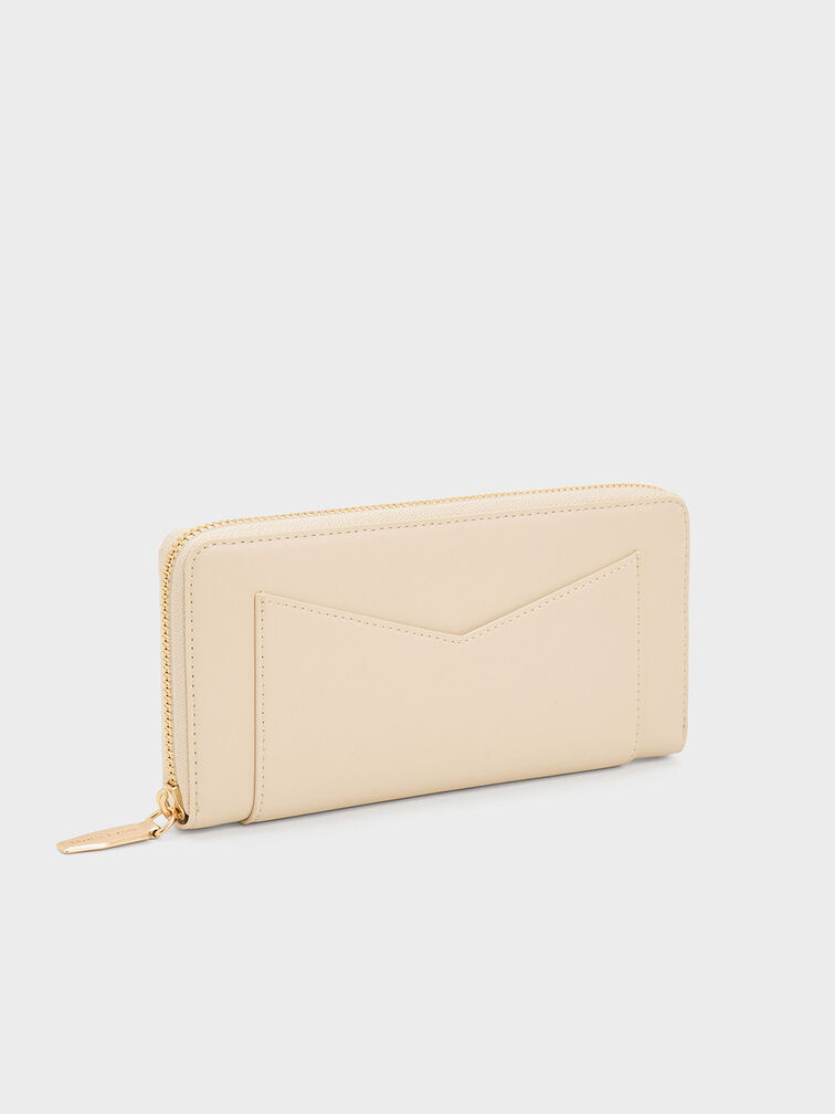 Beige Gaia Zip-Around Wallet - CHARLES & KEITH IN