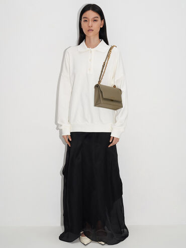 Khaki Brennan Chain Handle Crossbody Bag - CHARLES & KEITH IN