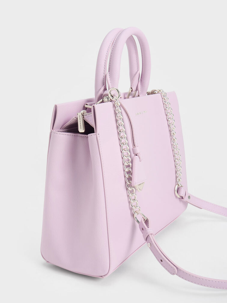 Lilac Mirabelle Structured Handbag - CHARLES & KEITH IN