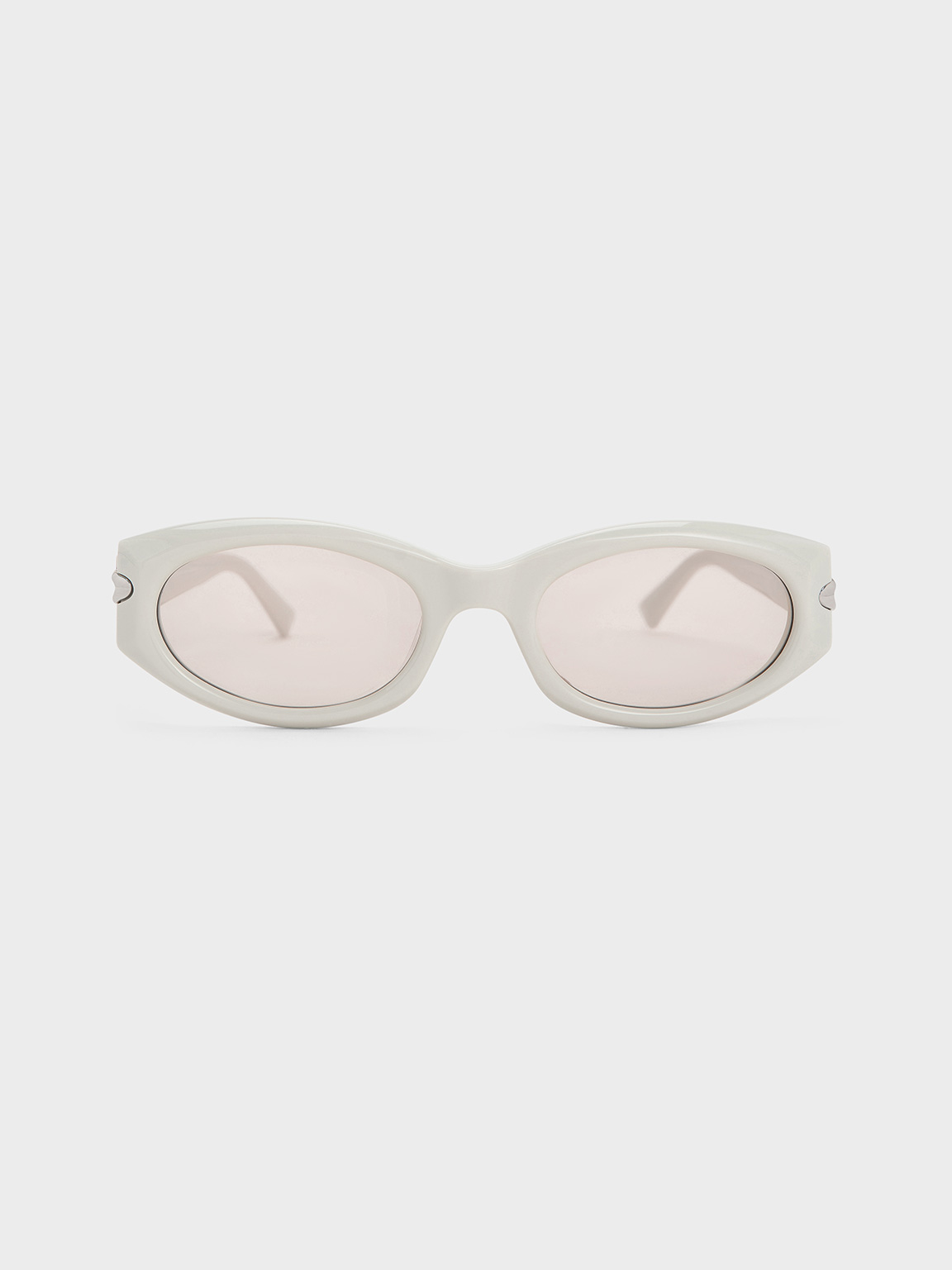 Chalk Edie Oval Sunglasses - Chalk - Accessories - CHARLES & KEITH IN