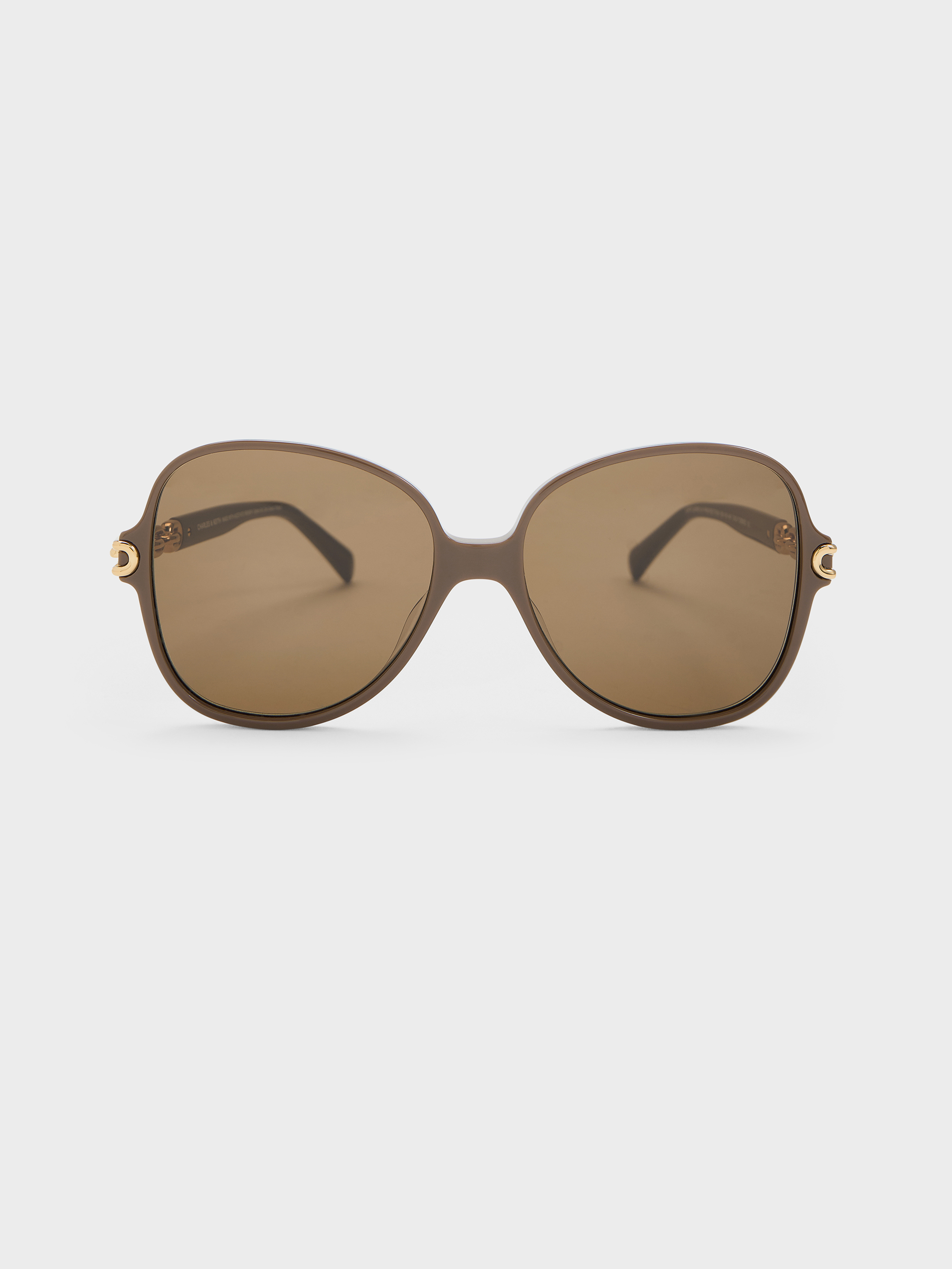 Chestnut Brown Delaney Recycled Acetate Chain-Link Butterfly Sunglasses ...