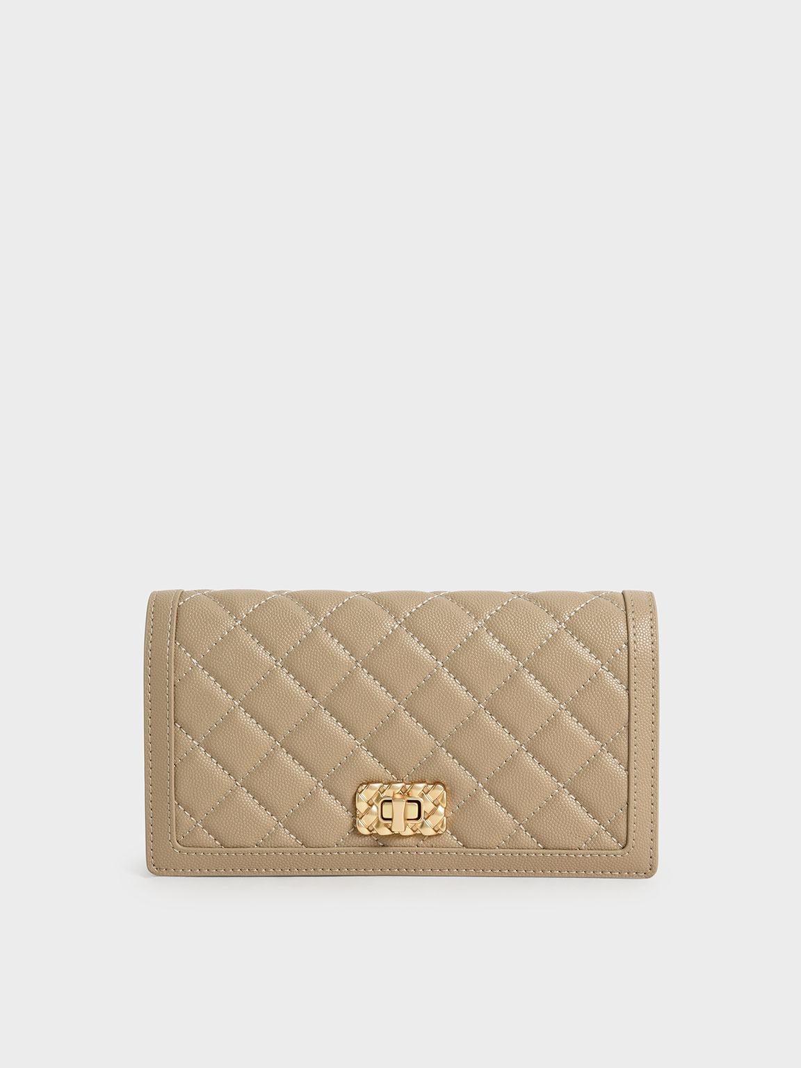 Sand Micaela Quilted Long Wallet - CHARLES & KEITH IN