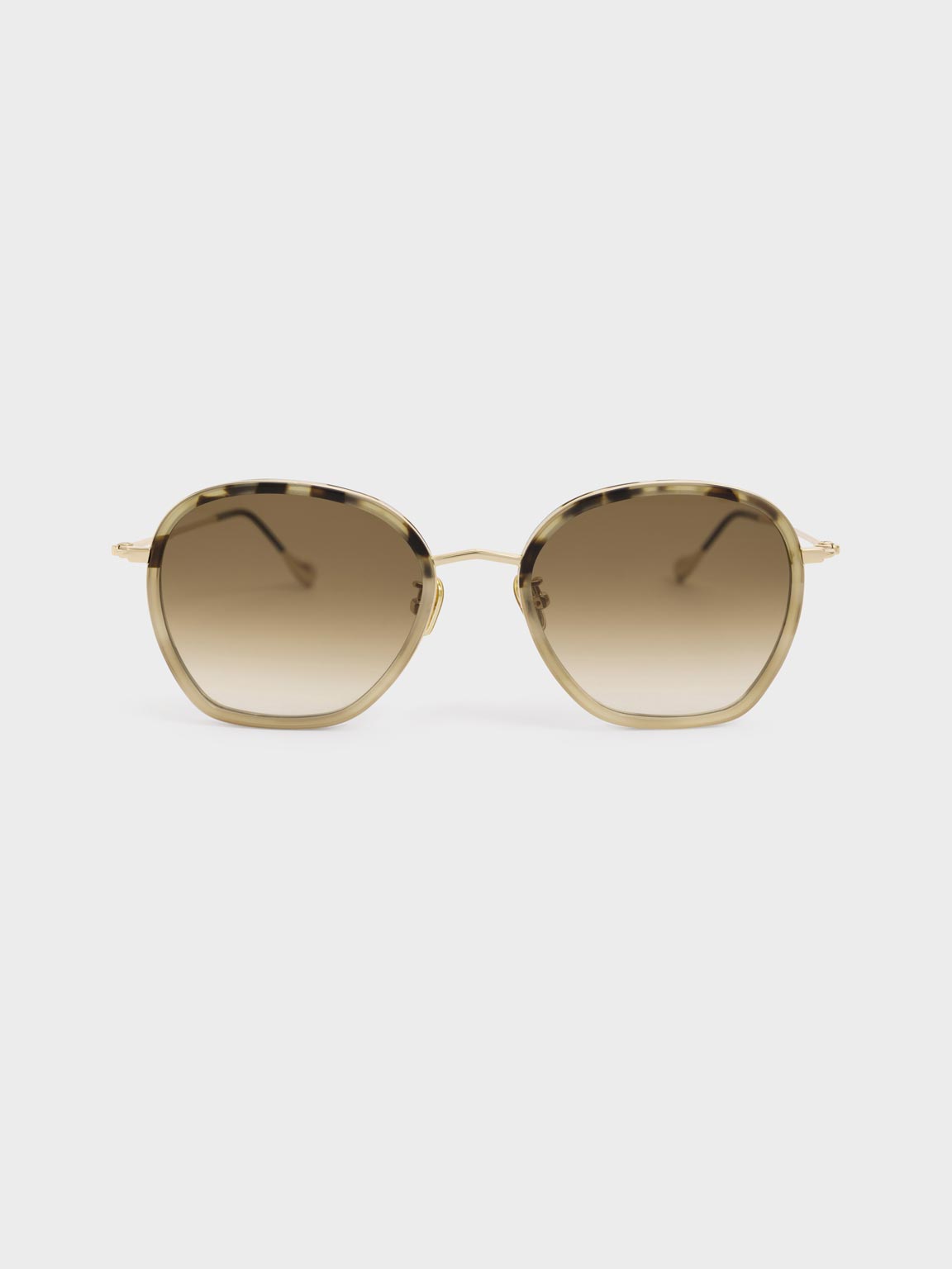 Taupe Recycled Acetate Wire-Frame Sunglasses - CHARLES & KEITH IN