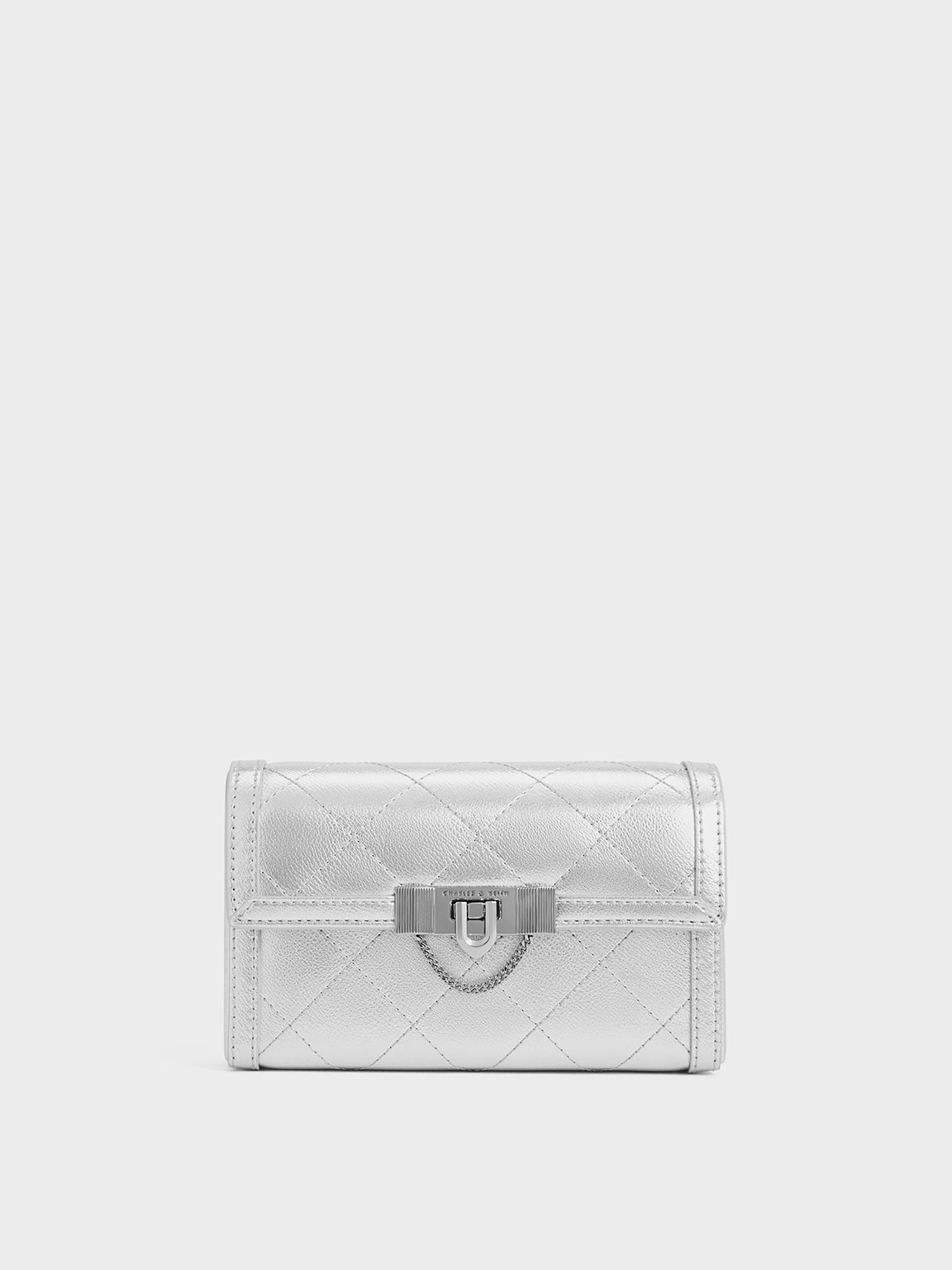 Silver Tallulah Quilted Metallic Push-Lock Clutch - Silver - Bags ...