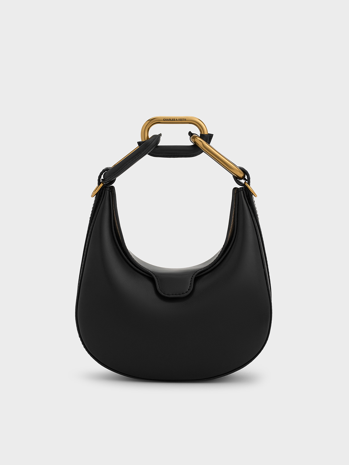 Black Mini Kora Chain-Link Moon Bag - Black - Bags - CHARLES & KEITH IN