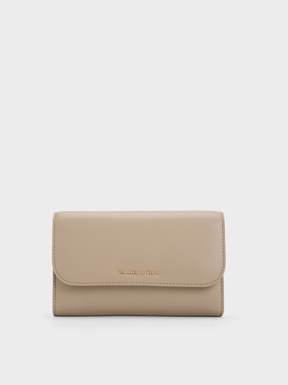 Taupe Octavia Front Flap Long Wallet - CHARLES & KEITH IN