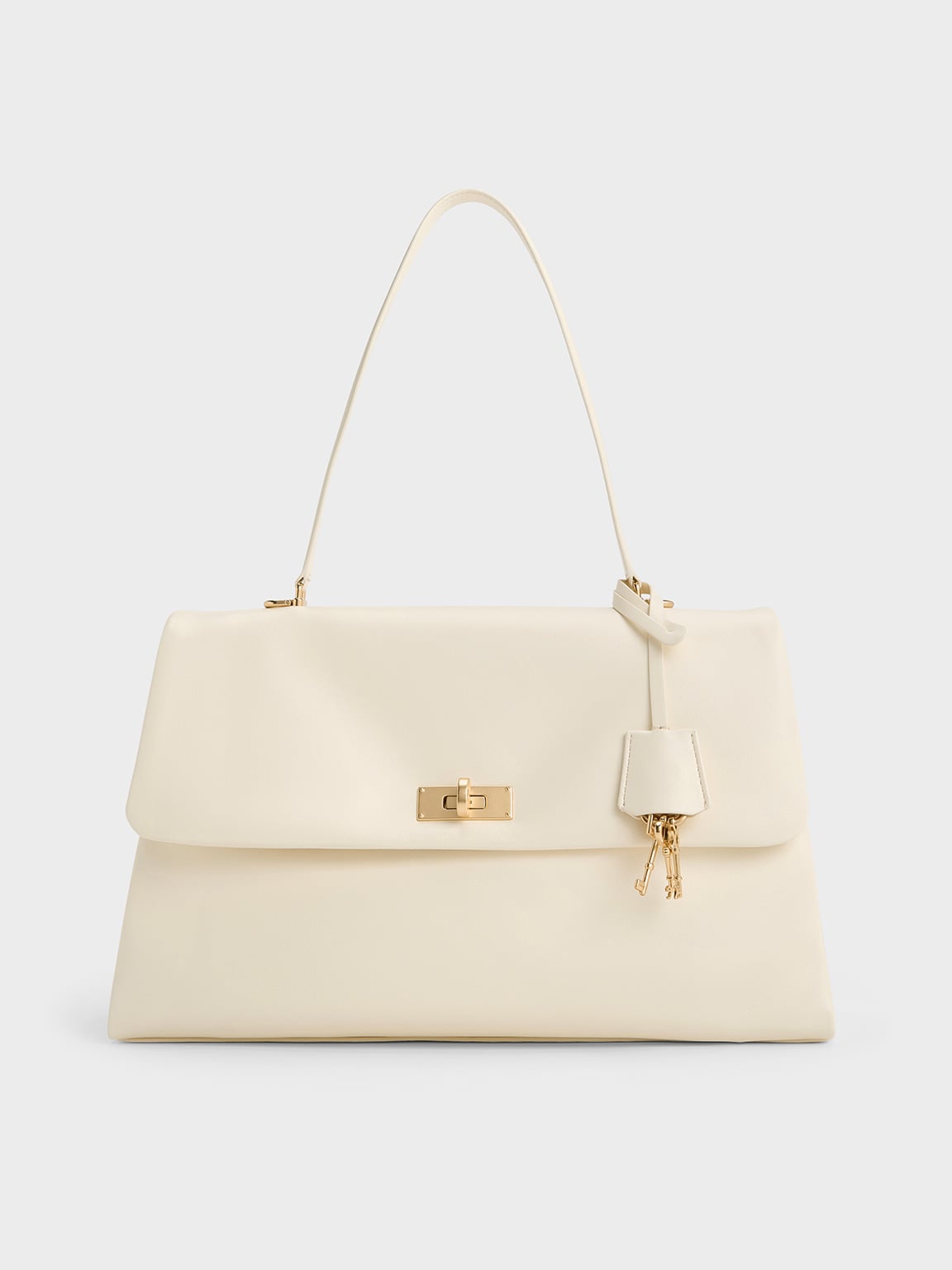 Kerry Top Handle Satchel Bag - Cream - CHARLES & KEITH IN