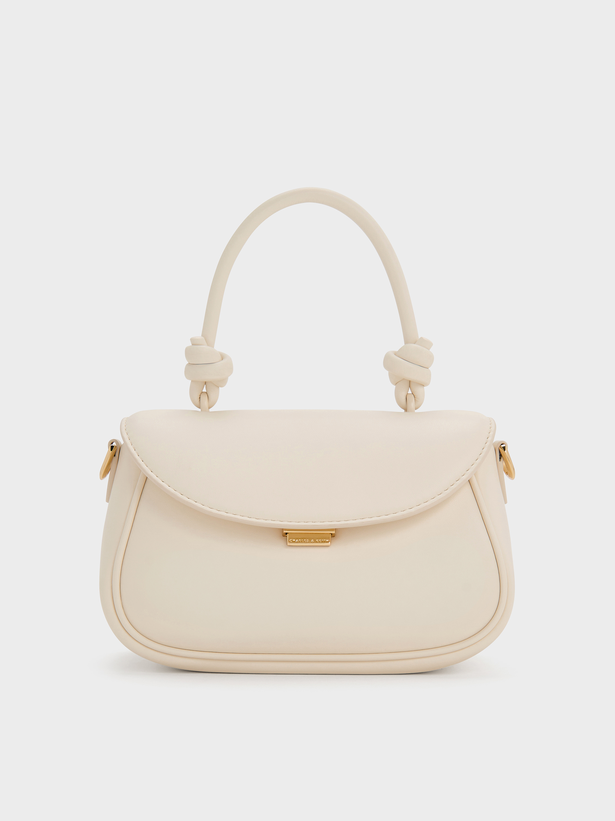 Cream Sammie Knotted-Handle Front-Flap Bag - CHARLES & KEITH IN